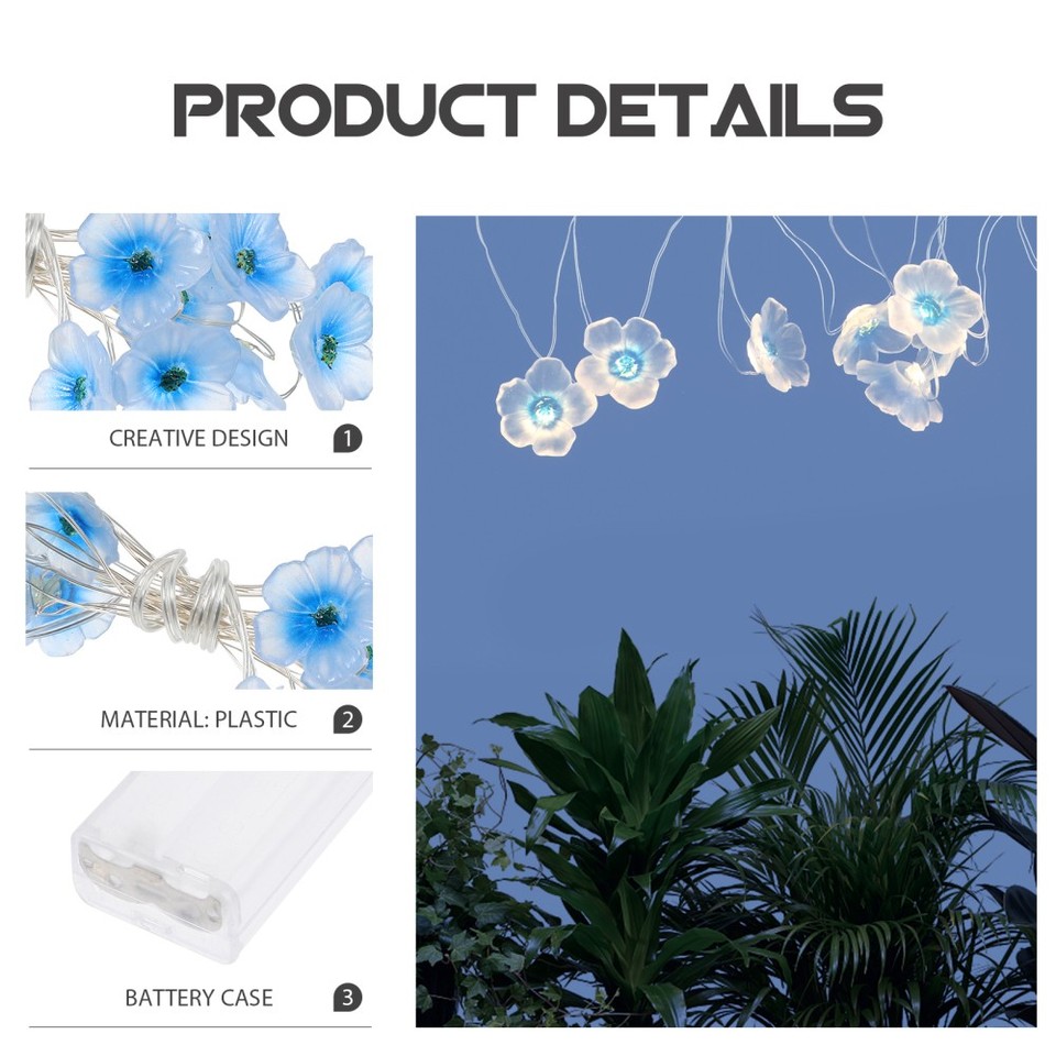 1 Set LED Peach Blossom String Lamp Courtyard Decorative Flower Lamp ...