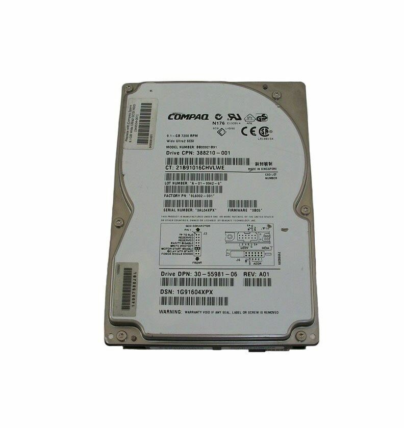 Compaq BB00921B91 Hard Drive 9.1gb 7200 RPM Wide Ultra 2 SCSI 68 Pin ...
