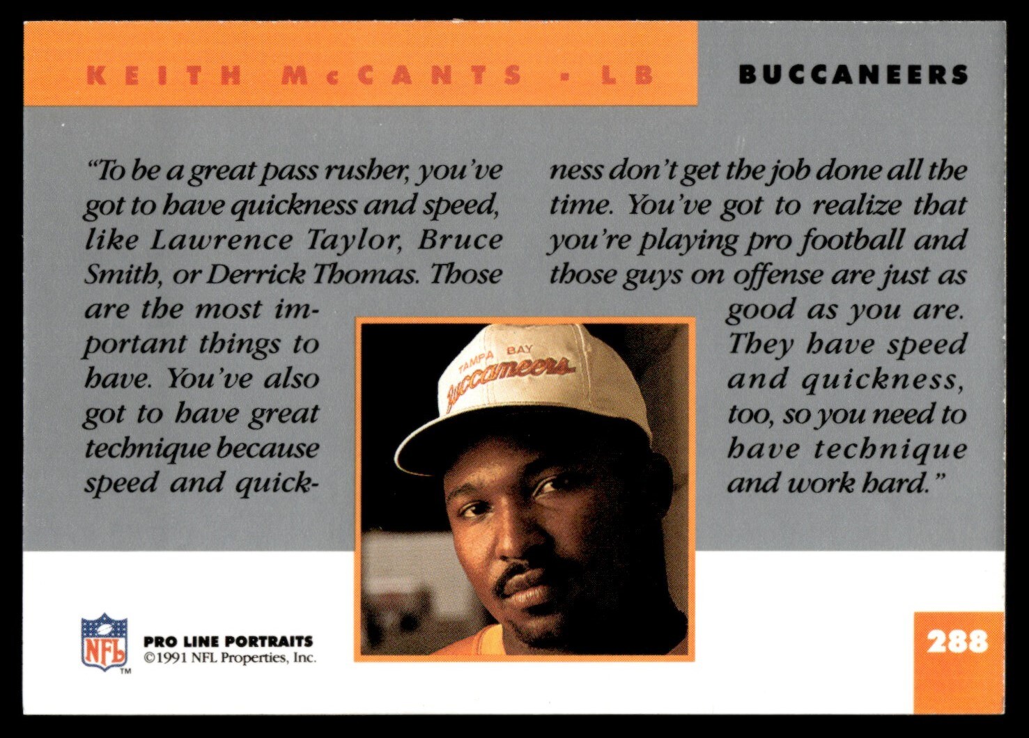 1991 Pro Line Portraits #288 Keith McCants Tampa Bay Buccaneers | eBay