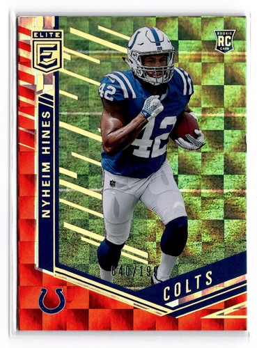 2018 Panini Elite Nyheim Hines #176 /199 Red/Green RC Cracked Ice Colts ...