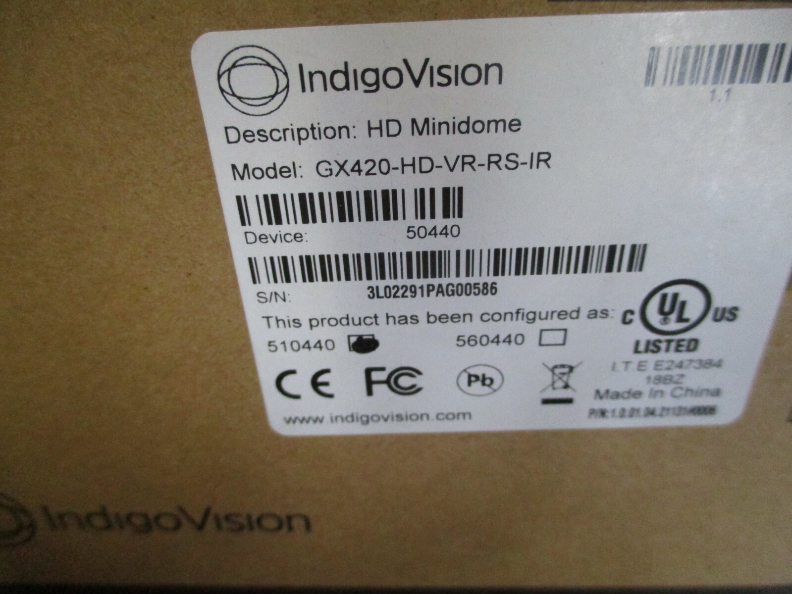 IndigoVision GX420 HD Pan/Tilt Minidome Camera GX420-HD-VR-RS-IR FREE ...