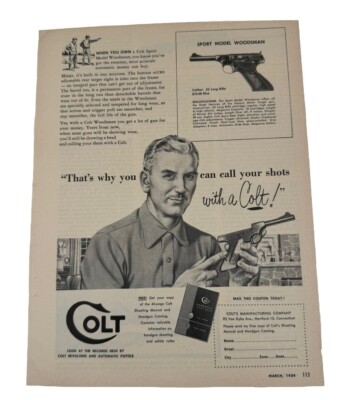 Vintage Colt Revolver Ad Cool Graphics Rare SHIPS FREE IN USA | eBay