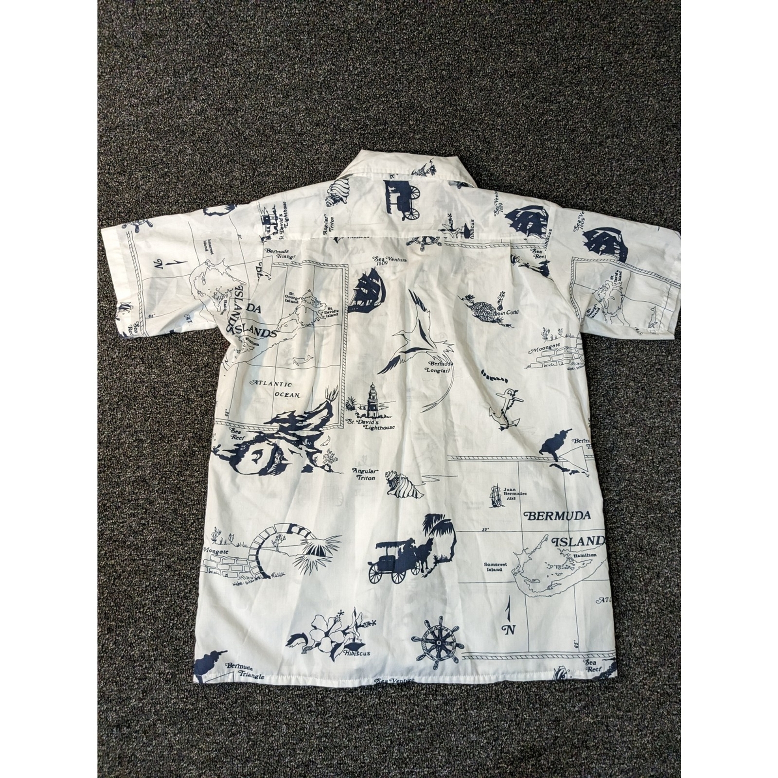 VINTAGE CAPITAL BERMUDA Island Map Shirt Mens Medium … - Gem