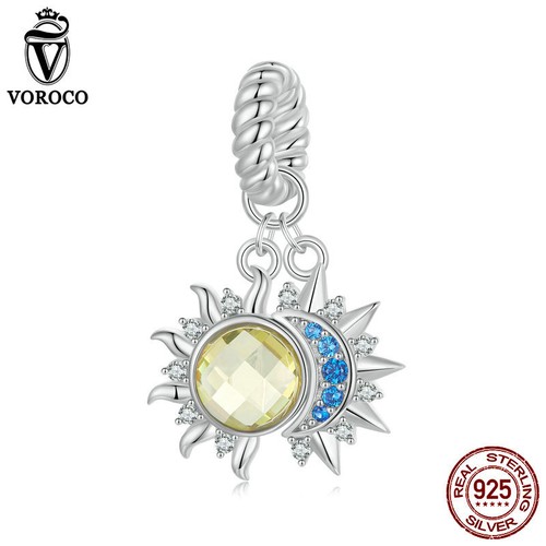 Fashion Real 925 Sterling Silver Sun And Moon Pendant Charm Fit ...