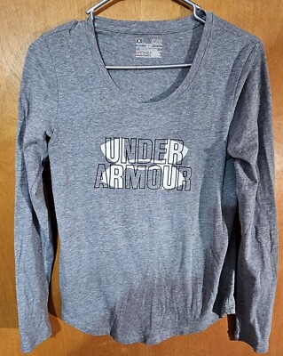 Under Armour Womens Small Gray Shirt Long Sleeve T Shirt Heatgear | eBay