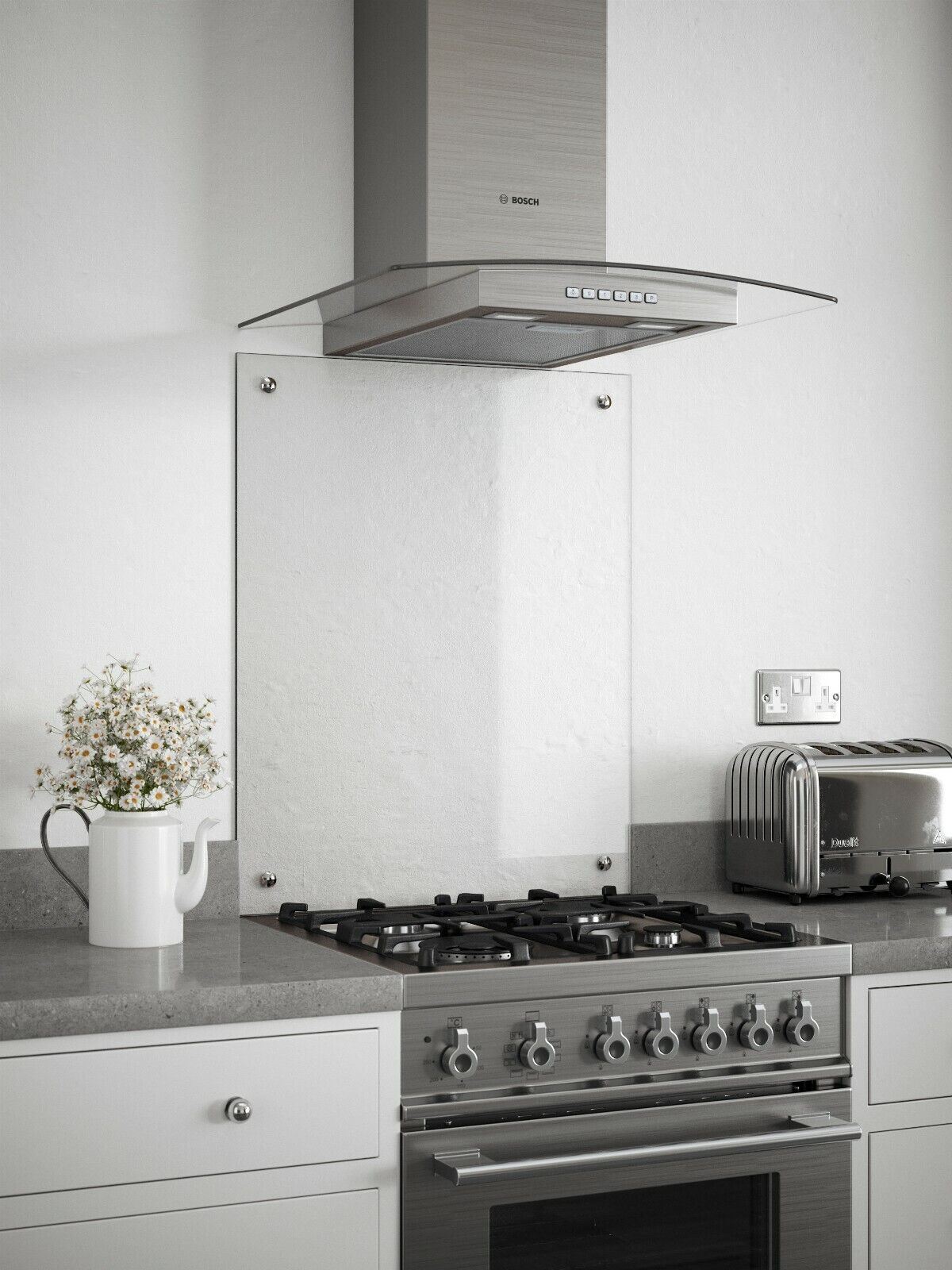 Clear Glass Kitchen Splashback Toughened Heat Resistant Back Panel w ...