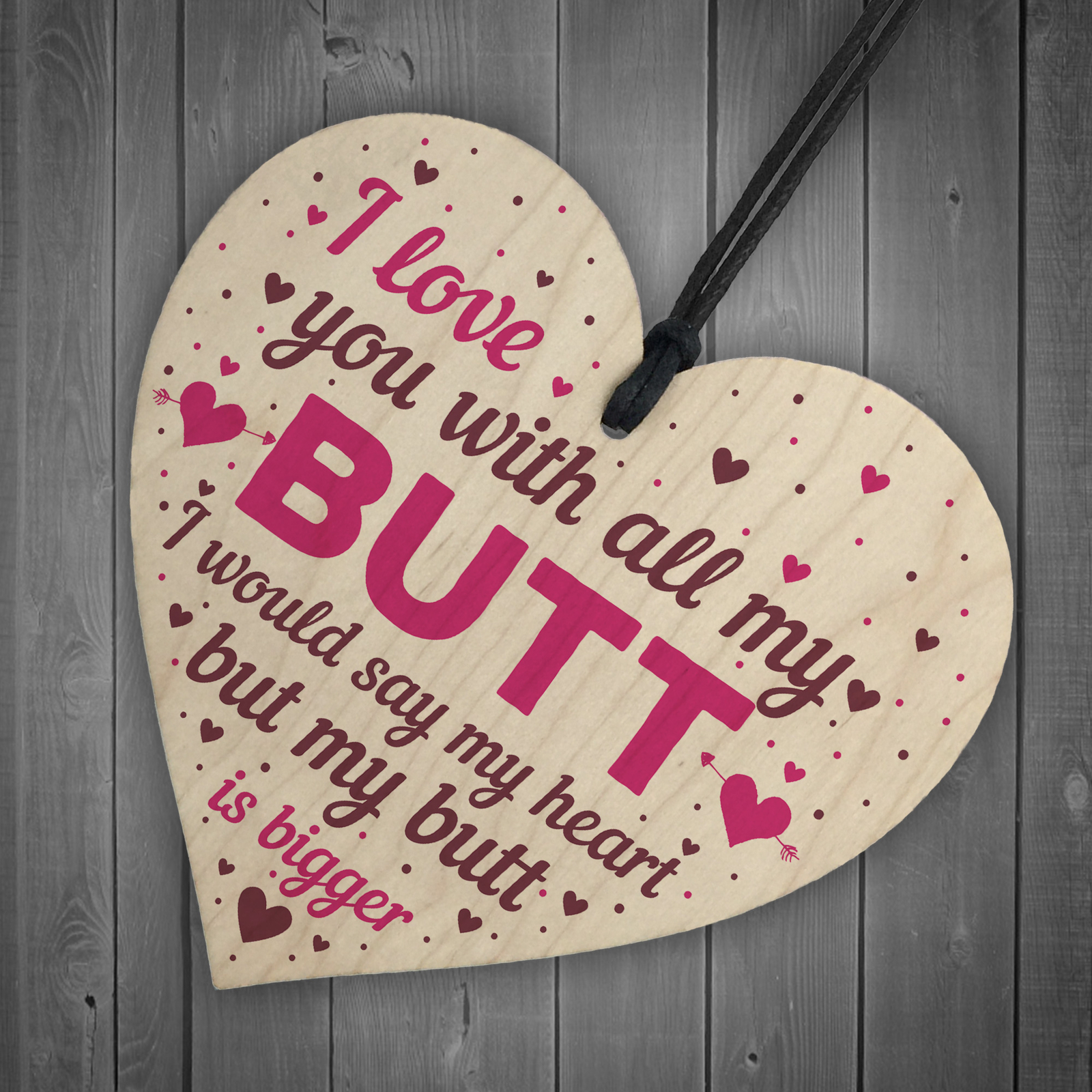 Boyfriend Anniversary Card Wooden Heart Valentines Day Gift For Husband ...