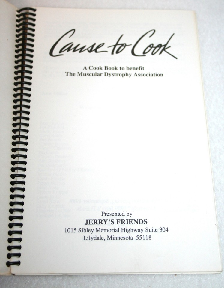 Vintage MDA Jerry's Friend 1989 G.R. CHEESEBROUGH Art Cover Cookbook ...