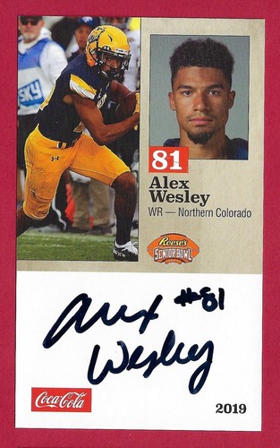 Alex Wesley 2019 SENIOR BOWL Northern Colorado Bears SIGNED Rookie ...