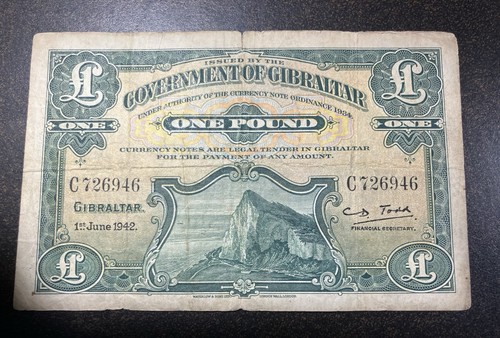 Gibraltar 1 Pound Bank Note 1942, P-15b, Waterlow & Sons | eBay