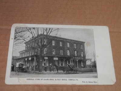 TEMPLE PA - 1901-1907 ERA POSTCARD - ADAMS BROS. GENERAL STORE - BERKS ...