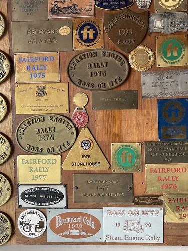 Display Plaque of Vintage Steam Rally Brass Plates & Badges incl 'Ross ...