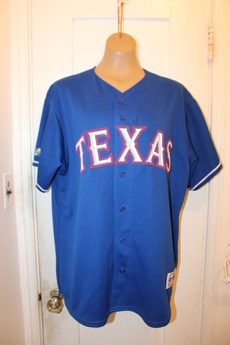MAJESTIC Texas Rangers Blue Authentic Jersey Men's Large Made In USA ...