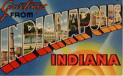 Vintage Large Letter Postcard - Greetings From Indianapolis, Indiana ...