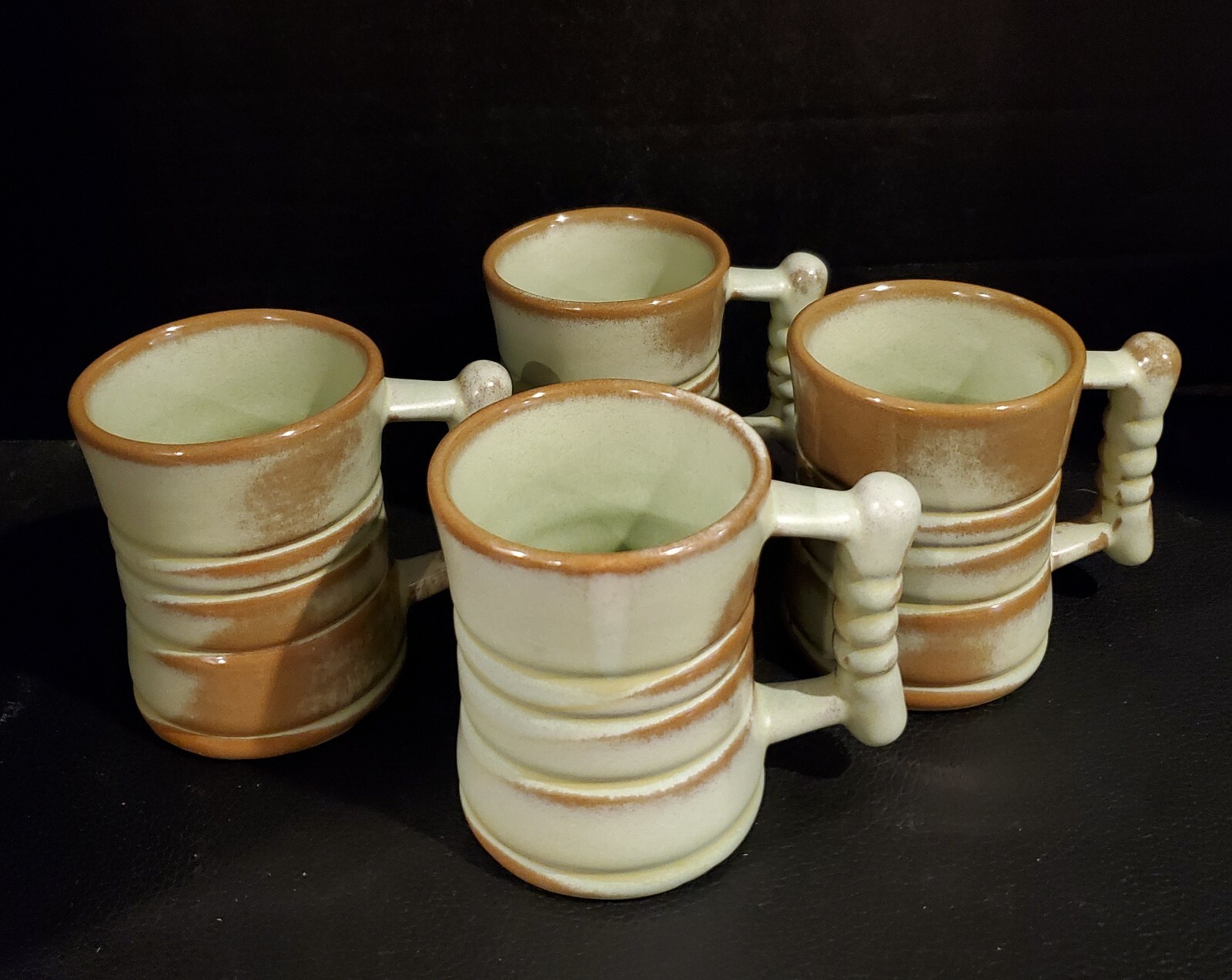 Vintage Set of 4 Frankoma Mugs Prairie Green Brown Plainsman C3 Coffee ...
