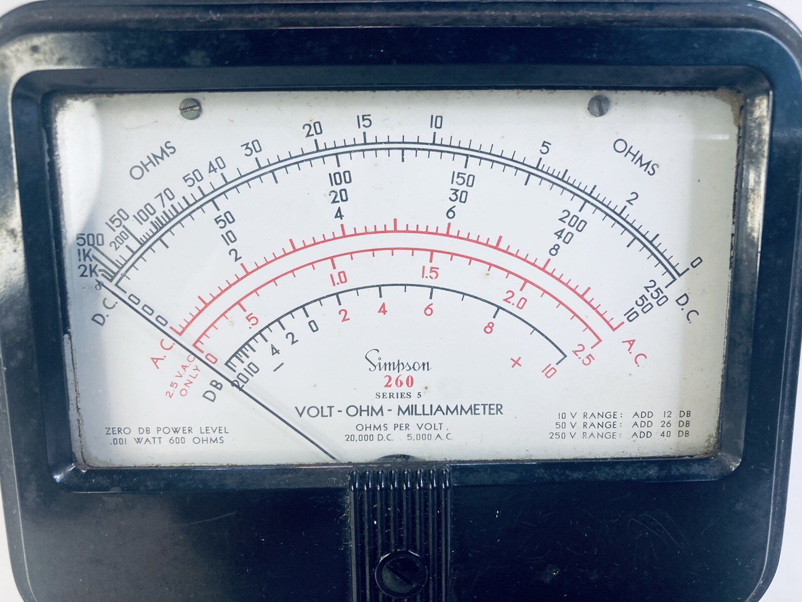 Simpson 260 Series 5 VOM Volt Ohm Milliammeter w/ 2 Leads Leather ...
