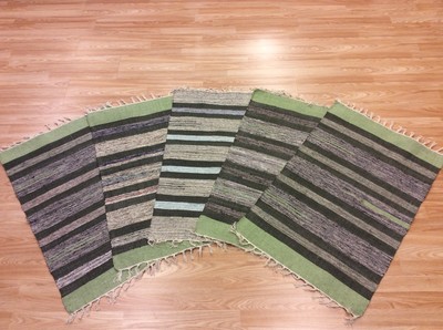 VALUE PACK of 5X Mix Striped Handloomed Cotton Rag RUGS Durrie Mat ...