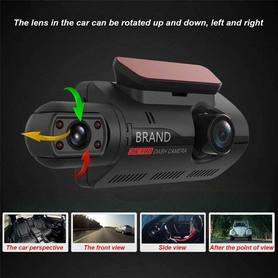 Dual Lens Front Inside Camera Car DVR Dash Cam Night Vision Parking ...