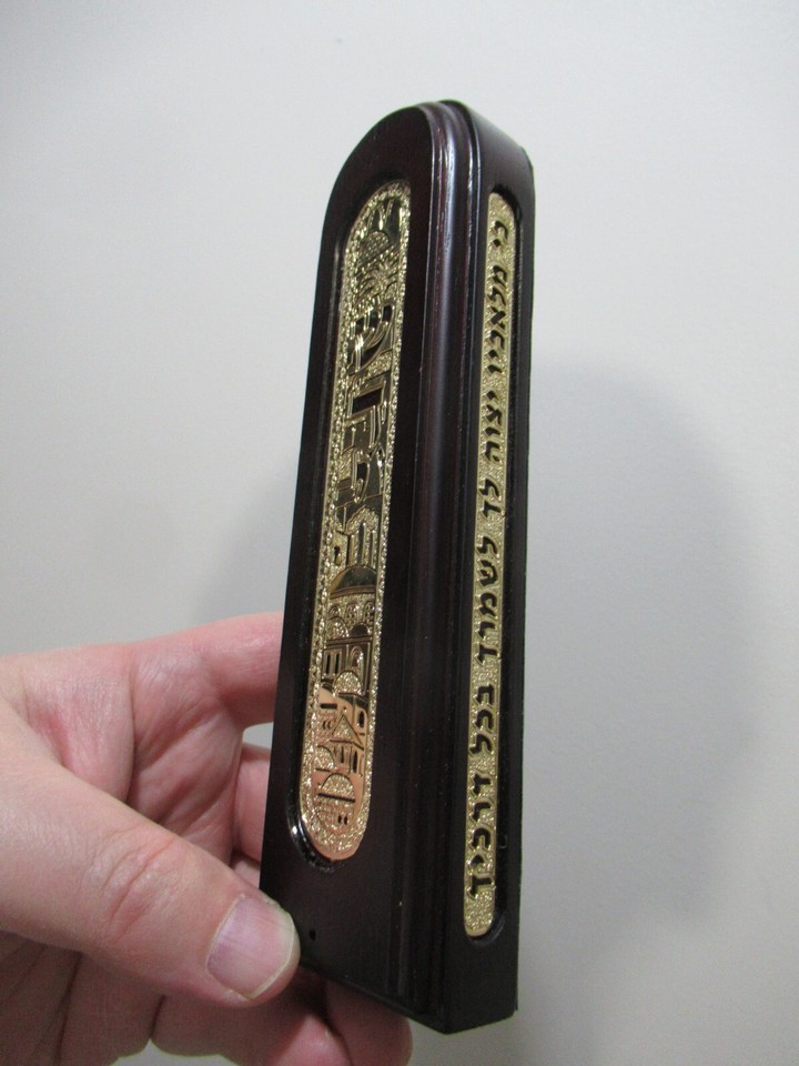 Mezuzah Porta, Nuovo, Legno Massello 24kt Placcato Oro, Matanel Regalo ...