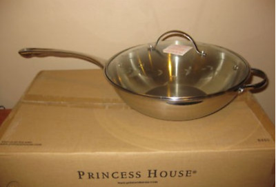 Princess House Stainless Steel Classic Stir Fry Pan w/Lid 6469 HTF | eBay