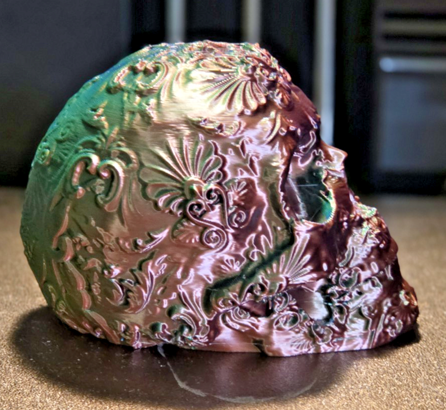 3D Printed Fancy Human Skull Figurine Made From PLA BGR 74mm High | eBay