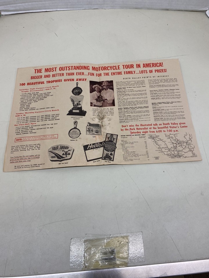 Vintage 1965 11th Annual DEATH VALLEY MOTORCYCLE TOUR Entry Form | eBay