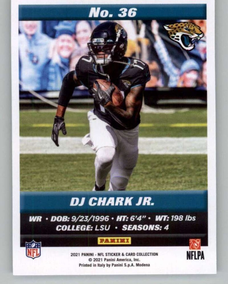 DJ CHARK JR 2021 Panini Trading Stickers & Cards #36 NFL Jaguars ID ...