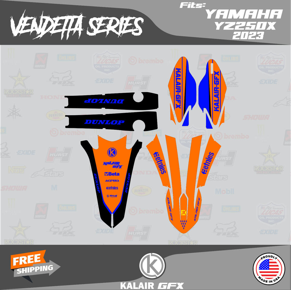 Graphics Decal Kit for YAMAHA 2-stroke YZ250X (2023-2025) Vendetta ...