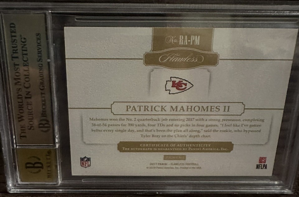2017 Panini Flawless - Rookie Autographs #RA-PM Patrick Mahomes II /20 ...
