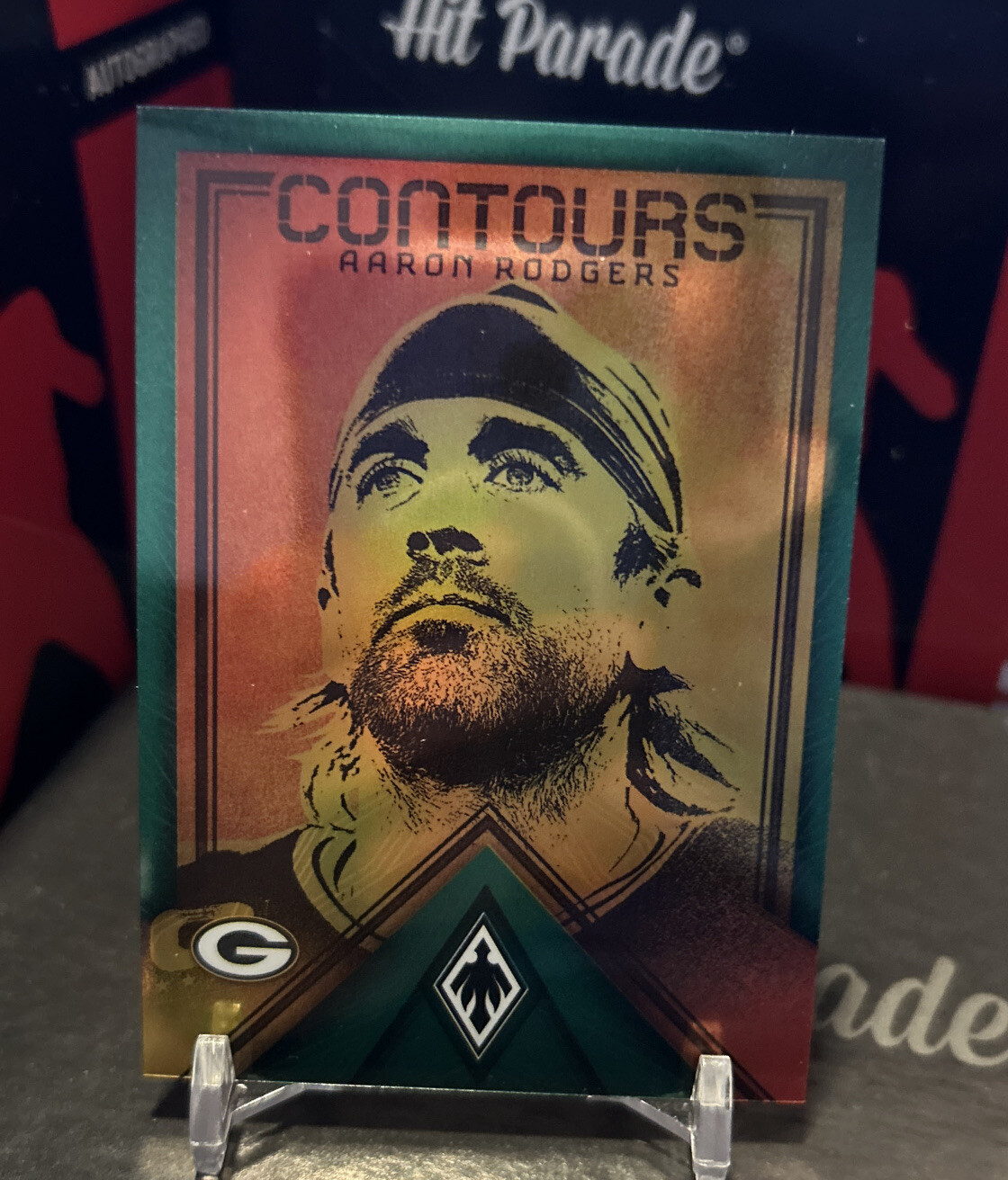 2022 Panini Phoenix AARON RODGERS /25 Green REFRACTOR CONTOURS PACKERS ...