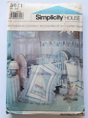 SIMPLICITY PATTERN - 3971 BABY ROOM ACCESSORIES QUILT BUMPERS DUST ...