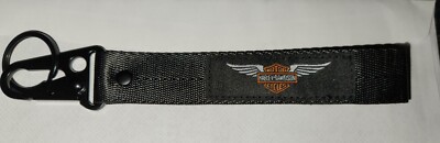Harley Davidson Black Double Sided Keychain Key Chain Fob Ring Laynard ...