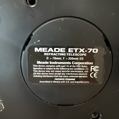 Meade ETX-60 AT Refractor Telescope 709942990249| eBay