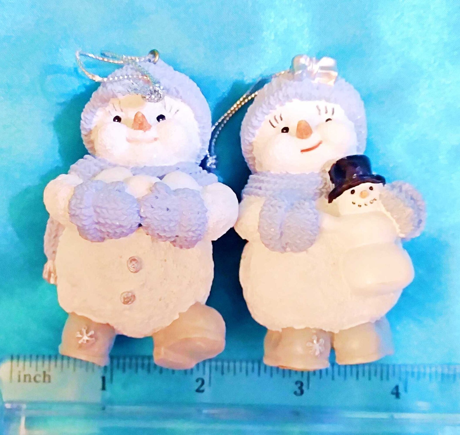 Set of 2 - Snow Buddies Snowman Boy Girl Winter Christmas Ornaments | eBay