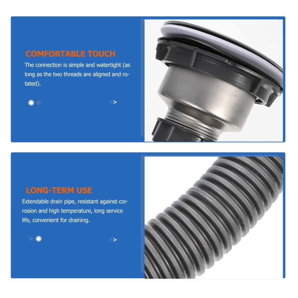 Sink Drain Pipe Kits Stainless Steel Kitchen Drainage under Flexible ...
