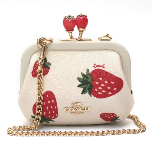 Coach Strawberry PVC Mini Kiss Lock Coin Purse W/ Chain Strap ...