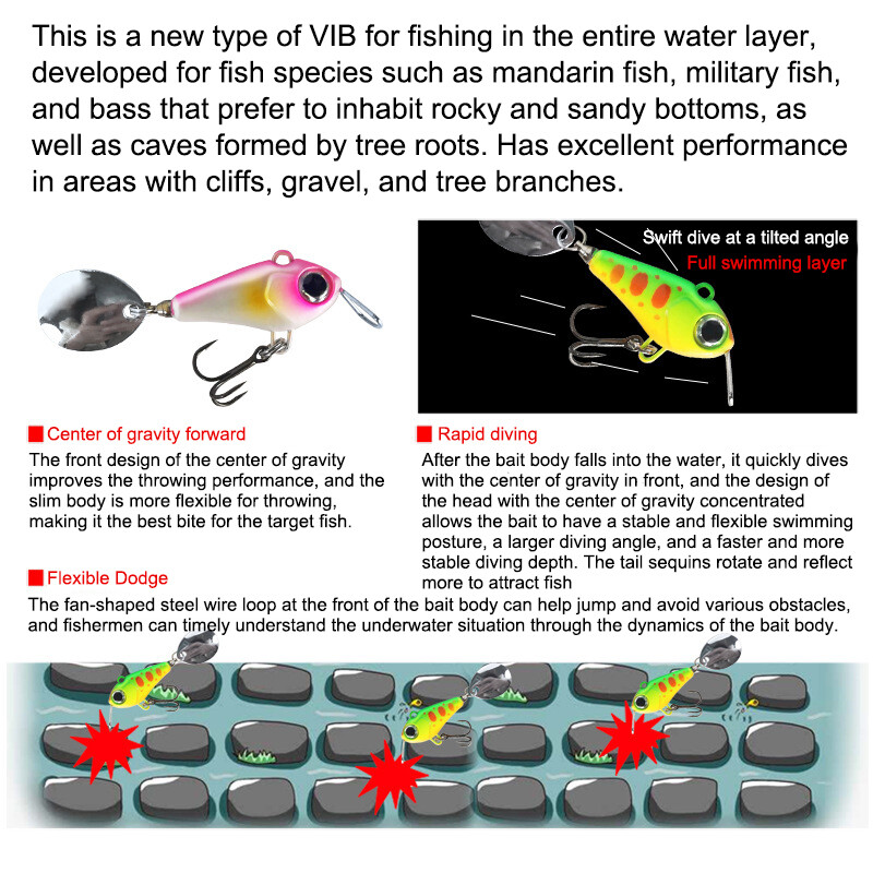 VIB Small Sky Star Spinning Sequins 3,3cm15g Japanese Style Road Runner ...