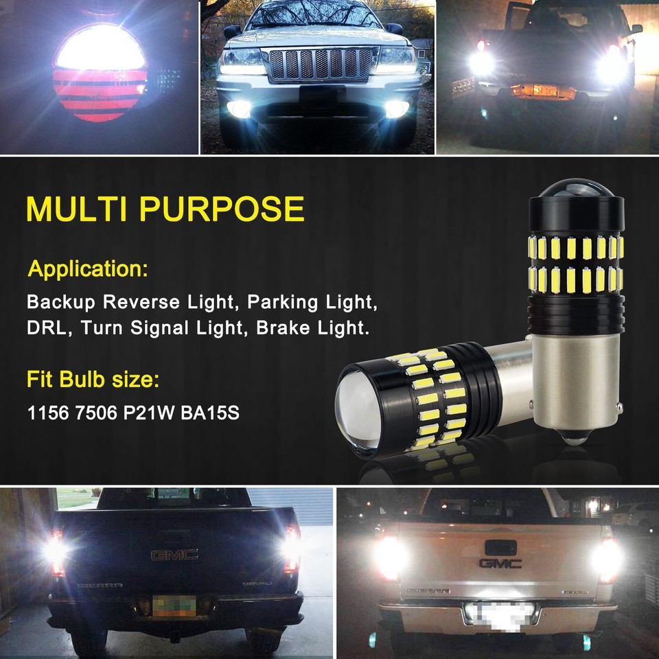 1156 7506 LED DRL Daytime Running Light Bulbs 6000K P21W White Bright ...