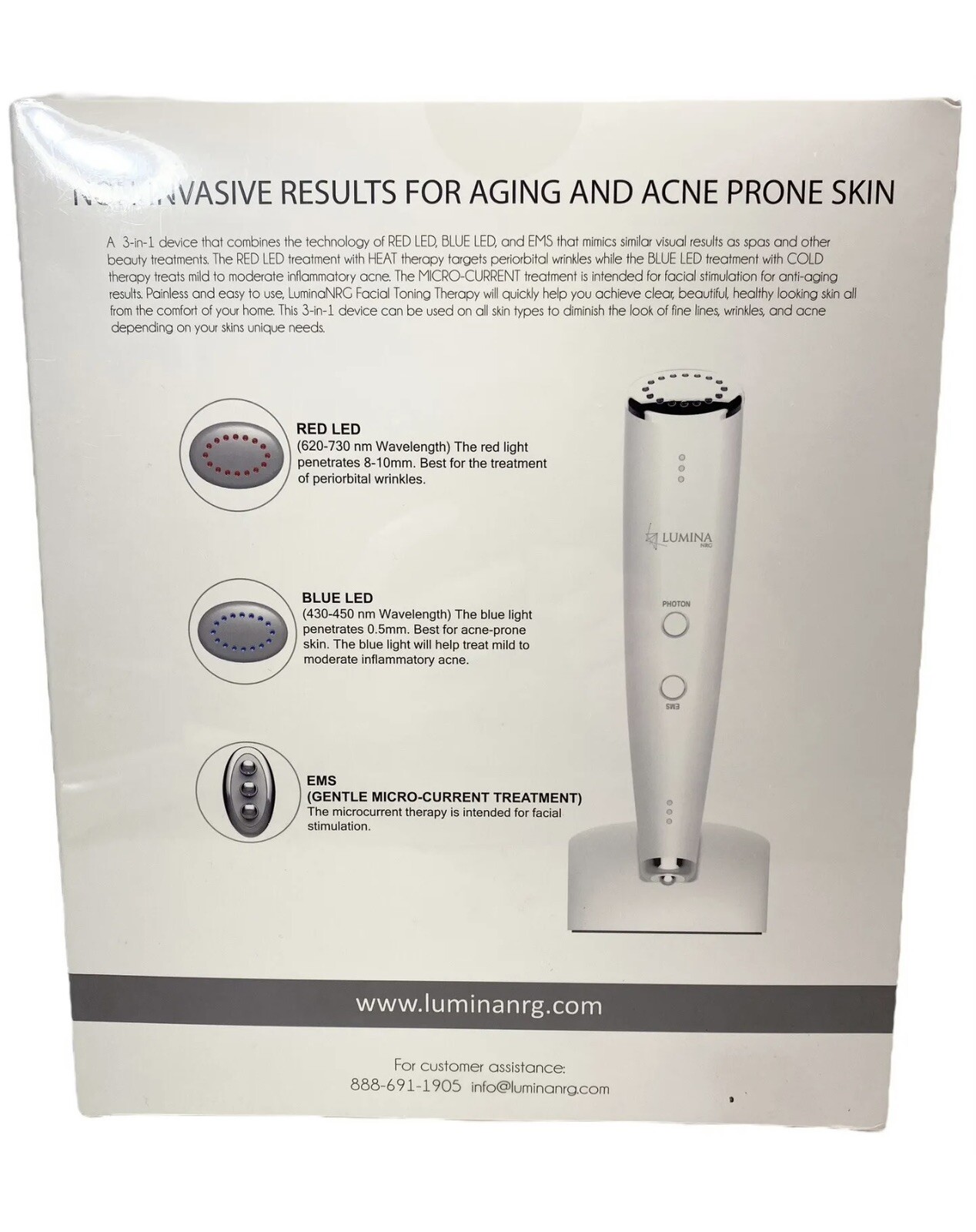 Lumina NRG EMS & LED Facial Toning Device white NEW Sealed | eBay