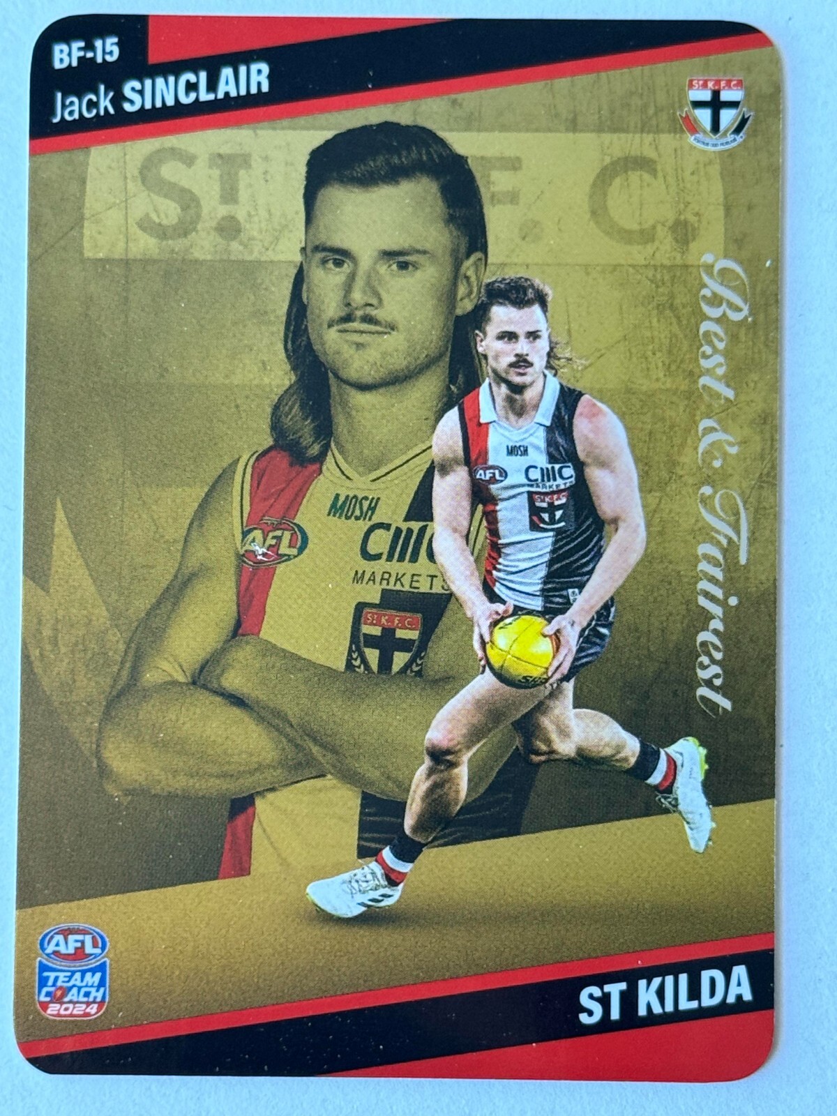 2024 Teamcoach GOLD Best & Fairest - Jack Sinclair BF-15 St Kilda ...