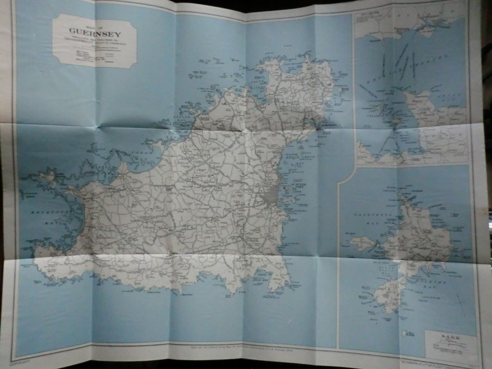 Vintage Geographia Ramblers' Map of Guernsey and Sark (c1930s) Channel ...