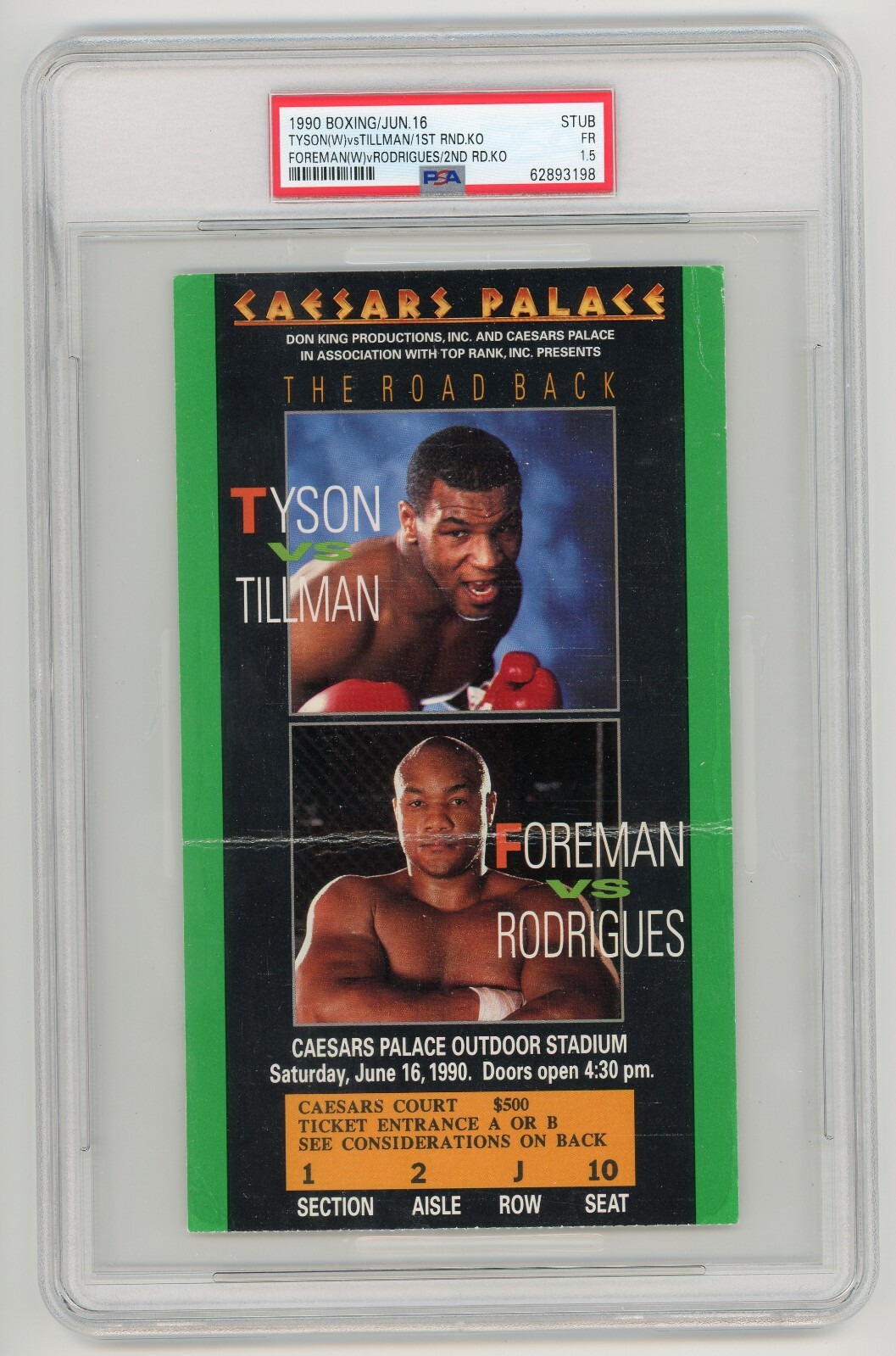 1990 BOXING TICKET STUB MIKE TYSON VS HENRY TILLMAN PSA RARE VINTAGE ...