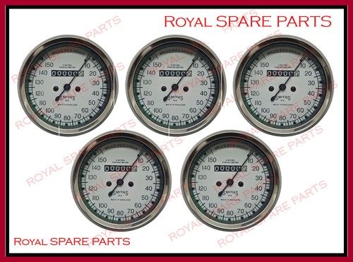 5 pcs Smiths Replica Speedo Meter 0-150 MPH White BSA, Vincent, Ariel ...