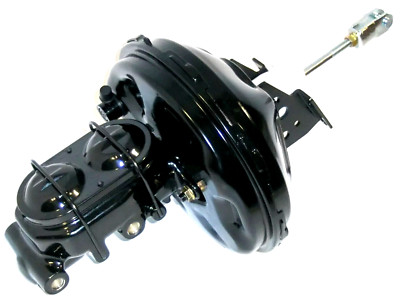 Black Chevelle 9" Power Brake Booster 1" Bore Bail Top Master Cylinder ...