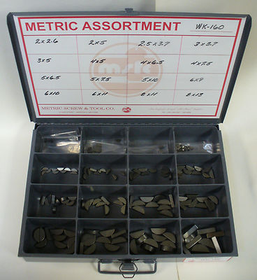 METRIC WOODRUFF (HALF MOON) KEY ASSORTMENT, DIN 6888, 2 - 8mm 160 ...