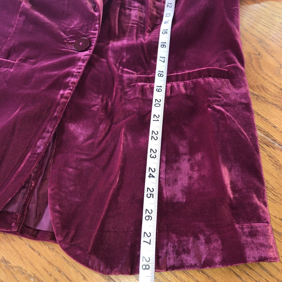NWOT Maroon Red Jessica London Size 12 Velvet One Button Jacket Front ...