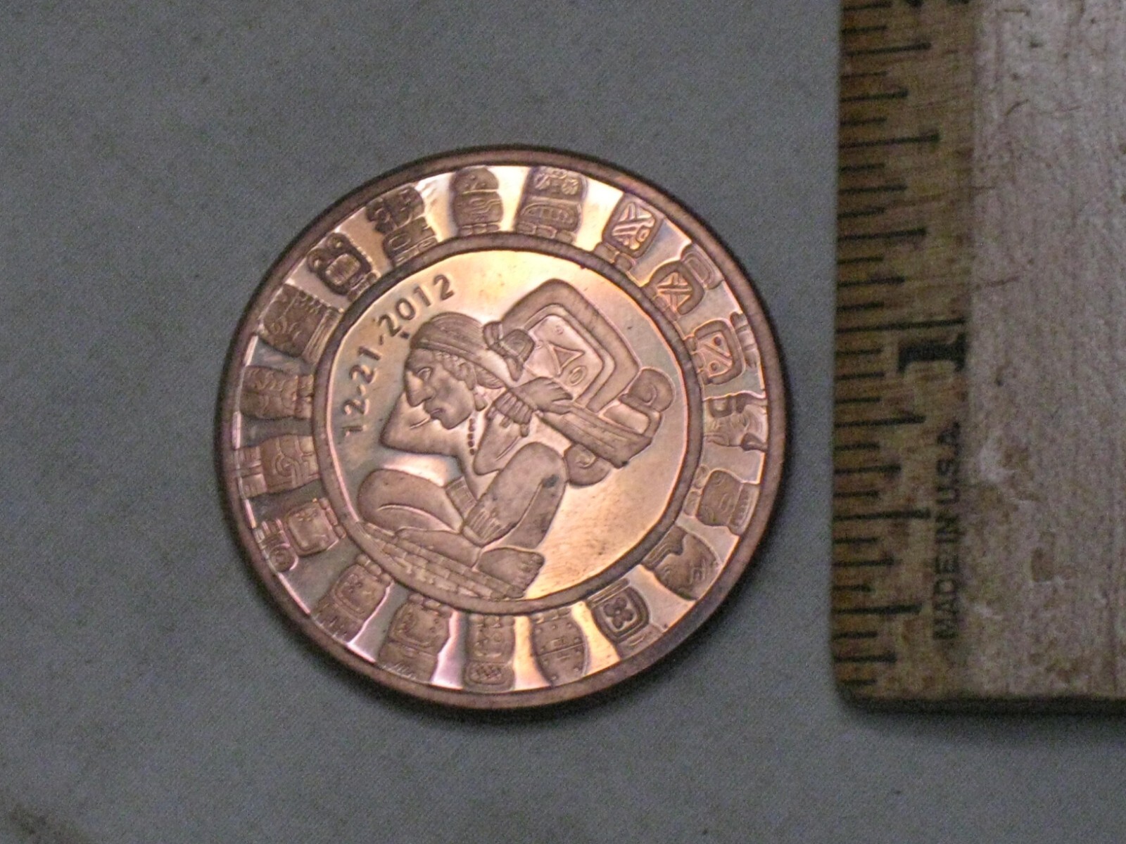 ONE OUNCE 999 FINE COPPER 12-21-2012 coin Mayan Calendar Indian Cu ...