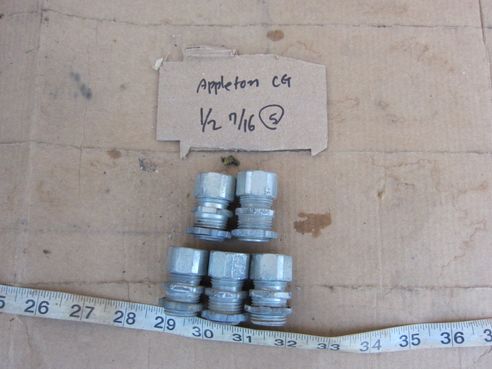 Appleton CG ½" NPT Hub, app ½" Cable Metal Straight Connector Lot of 5 ...
