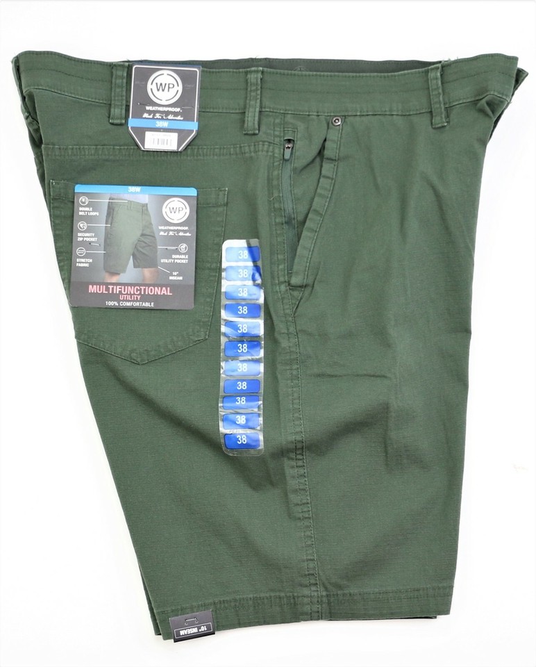 New Weatherproof Men's Ripstop Utility Shorts All Sizes 10" Inseam Ivy ...