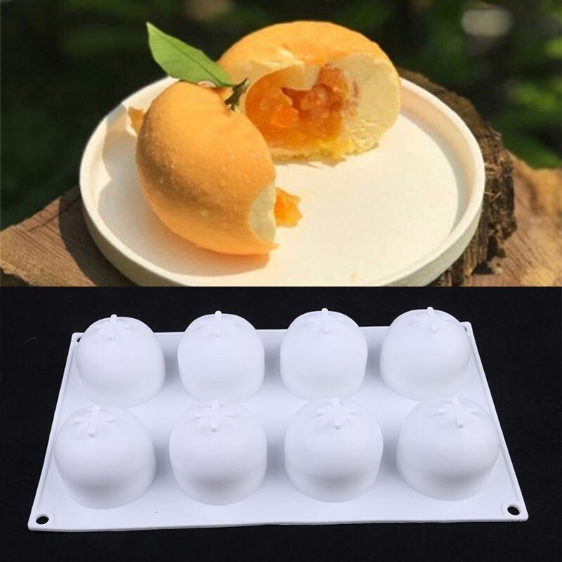Silicone Orange Mould 8 Cell 3D Fondant Cake Candle Cupcake Soap Sweet ...